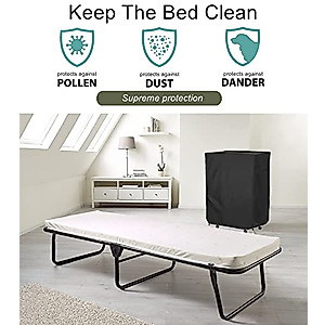 Folding Bed Storage Cover, Falezern 38 in Adjustable Rollaway Bed Cover, Waterproof and Dustproof, with Metal Zipper and Adjustable Drawstring, Thickened Storage Cover for Folding Cot Bed, Fold Up Bed