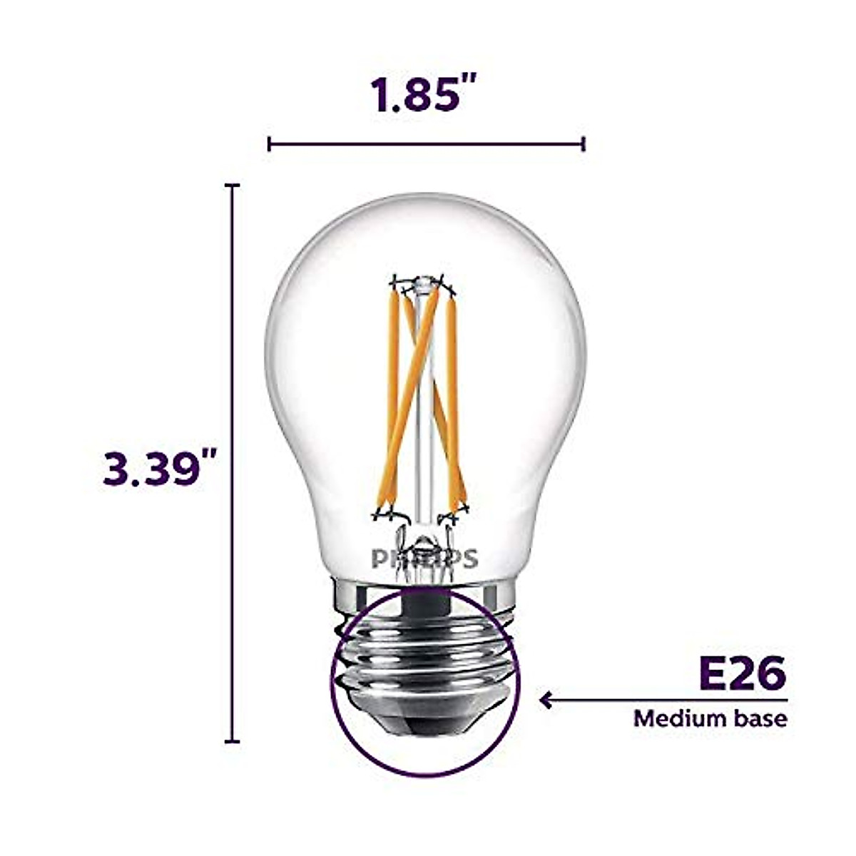 Philips LED Clear Glass Dimmable A15 Light Bulb: 450-Lumen, 5000-Kelvin, 5 Watt, E26 Base, Daylight, 8-Pack, White