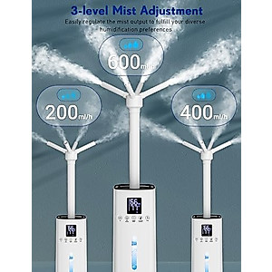 Honovos Humidifiers for Bedroom, 15L Wholehouse Humidifier for 2000 sq. ft, 600ml/h Cool Mist Humidifier for Large Room With Essential Oil Tray, Top Fill Floor Humidifier for Baby Yoga Plants