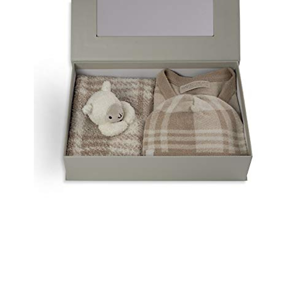 Barefoot Dreams CozyChic Ultra Lite Plaid Baby Bundle, 4 Pcs, Cream, 6-12m