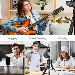 Lavalier Microphone Rechargeable, MAONO Omnidirectional Condenser Clip on Lapel Mic with LED Indicator for Podcasting, Recording, ASMR, Compatible with iPhone, Android, Smartphone, Camera, PC, AU-100R