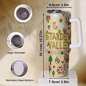 Stardew Farm Valley Collection Tumbler Game Stardew Coffee Valley Tumble Stainless Steel Vacuum Insulated, Thermos Mug With Lids And Straws, Travel Coffee Valley Cup Farm Gifts