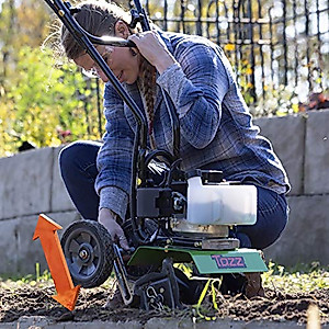 TAZZ 35351 Garden Cultivator, 33cc 2-Cycle Viper Engine, Gear Drive Transmission, Adjustable Height Wheels, Green