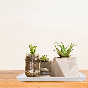 Bblina Plastic Serving Trays, Fast Food Serving Trays Set of 4, White