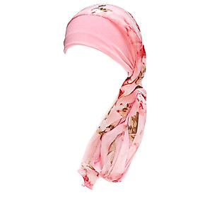 Gragengs Headwear for Women Sleep Beanie Head Scarf for Bald Wraps Cancer Hats Turbans (Pink Flower)