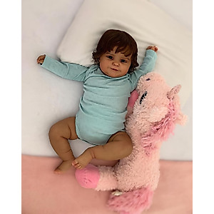 TERABITHIA 24 Inches Huge Real Baby Size Hand Rooted Hair Sweet Smile African American Realistic Newborn Toddler Girl Dolls Dark Brown Skin Lifelike Reborn Baby Doll That Look Real and Feel Real