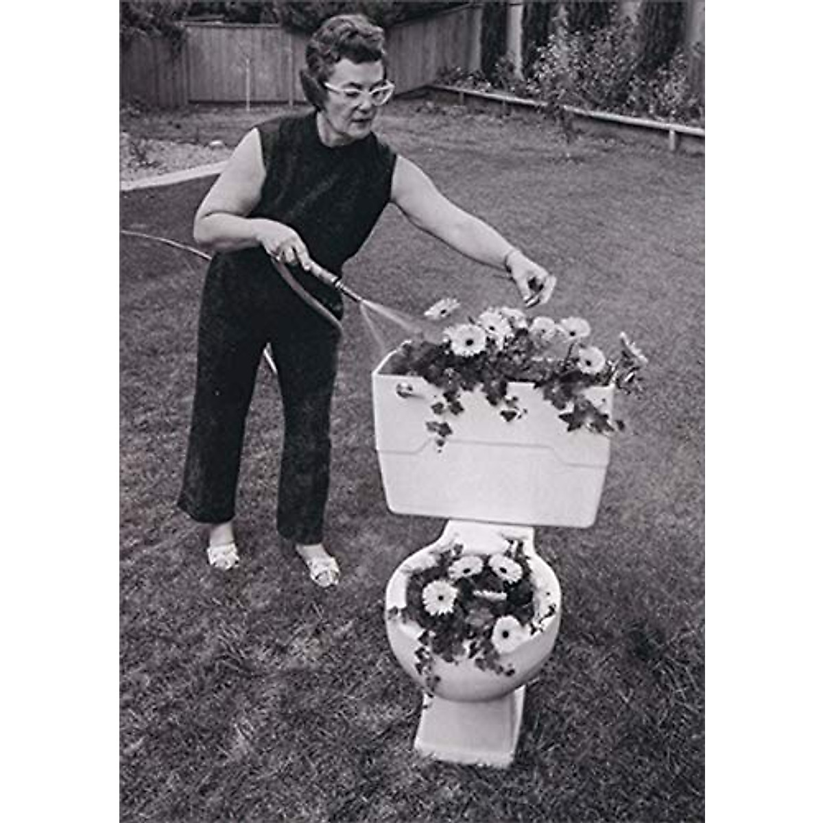 Avanti Press Lady Watering Flowers in Toilet Planter Funny/Humorous Feminine Birthday Card for Her/Woman