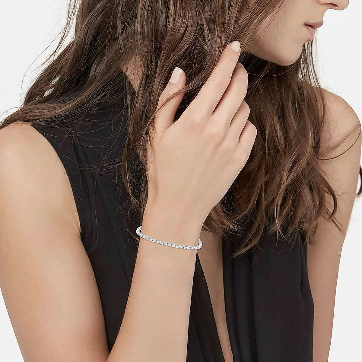 ARAIYA FINE JEWELRY 14K White Gold Natural Diamond Tennis Bracelet (2 cttw, I-J Color, I2-I3 Clarity), 7"