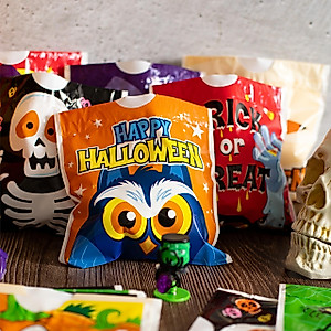 JOYIN 96 Halloween Drawstring Treat Bags 6"x6" Halloween Goody Bags for Kids' Trick or Treat Goodie Bags Classroom Halloween Party Favor Supplies