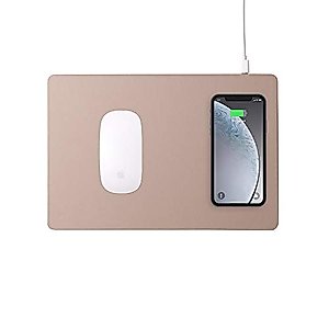 POUT HANDS3 Qi Wireless Charging Mouse Pad Mat for iPhone, Airpod, Samsung Galaxy (Latte Cream)