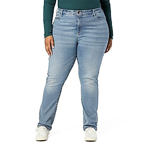 Levi Strauss Signature Gold Women's Curvy Totally Shaping Straight Jeans (Available in Plus Size), Blue Ice-waterless, 20 Long
