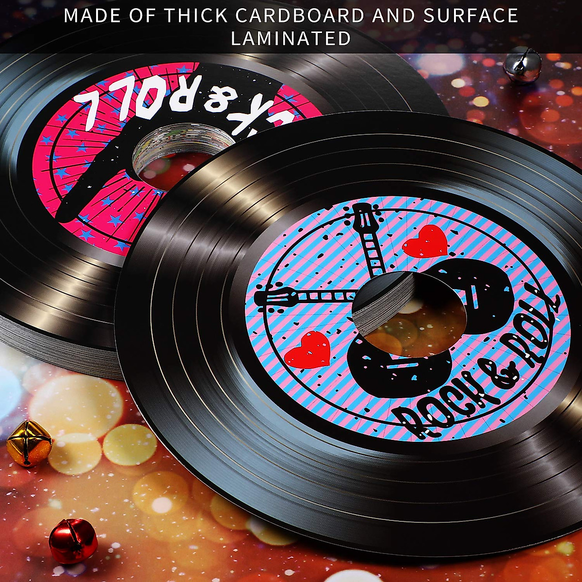 Boao 35 Pieces 7 Inch 1950's Rock and Roll Party Decorations Retro Aesthetic Records Signs for Wall Decor 50's Theme Party Decorations Music Party Supplies (50s Rock Party Decorations)