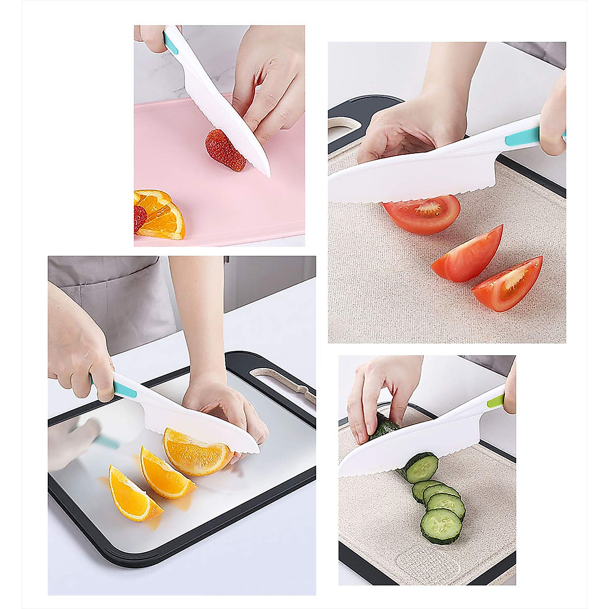 PENTA ANGEL Plastic Kitchen Knife 3Pcs Nylon Safety Cooking Baking Knives for Cutting Fruit Lettuce Salad Vegetable Cake Bread(Mixed Color)
