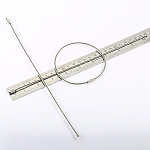 bayite Pack (100) Stainless Steel Wire Keychains Cable, Key Rings, Heavy Duty Luggage Tags Loops Tag Keepers 2mm Twist Barrel (Cable Length: 10 inches)