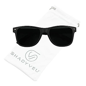 ShadyVEU Super Dark Round Sunglasses UV400 Casual Blacked Out 80's Retro Shades (Soft 2-Pack Deal, Dark Black)