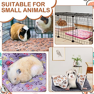 4 Pcs Waterproof Guinea Pig Blankets Washable Small Animal Fleece Bedding Absorbent Guinea Pig Cage Liners Reusable Pet Pee Pad Sleep Mat Pad Cover for Hamster Ferret (Paw Print, 28 x 14 Inch)