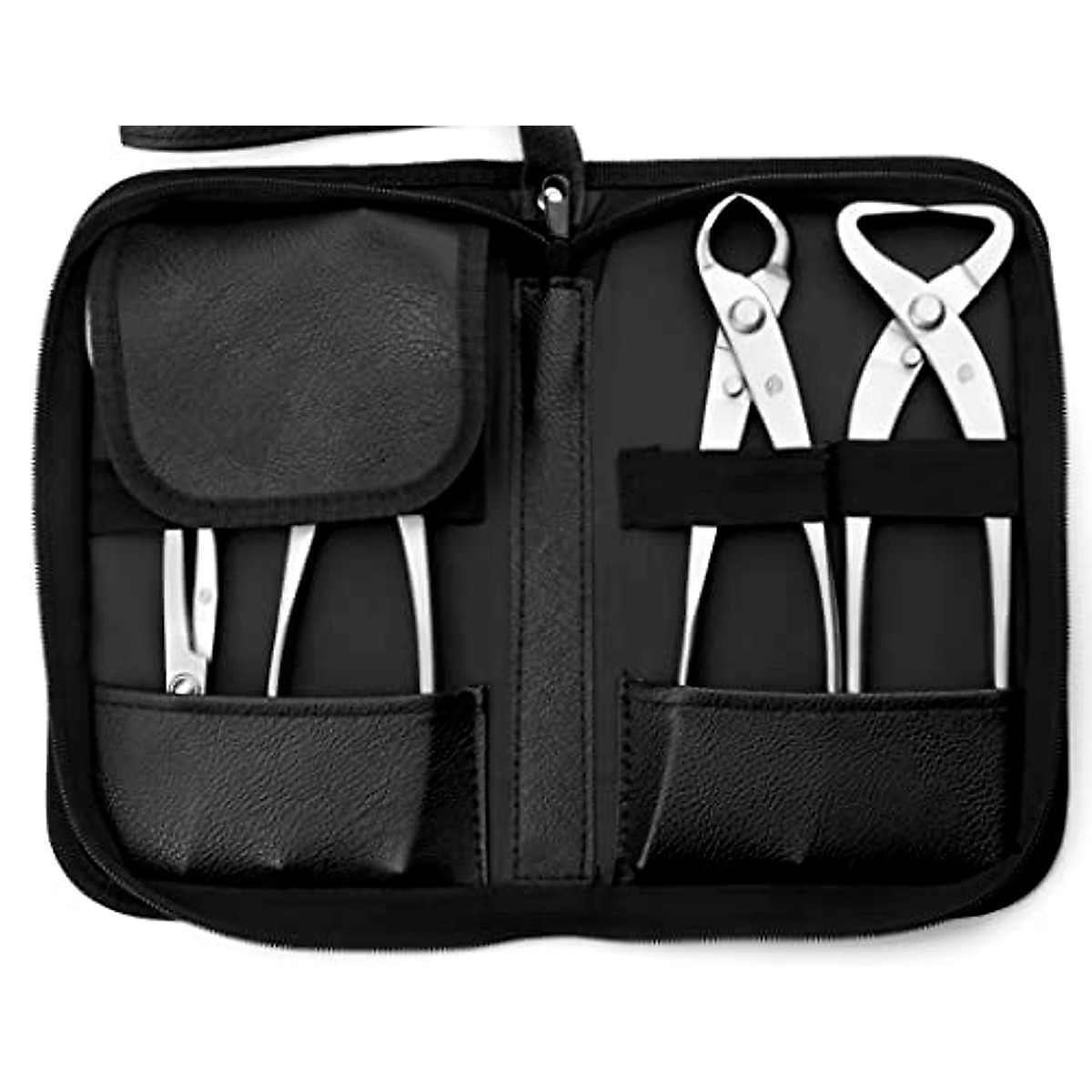 TianBonsai 4-PCS Bonsai Tool Set Including Concave Cutter Straight Edge Cutter Trunk Splitter And Bonsai Scissors Equip With Tool Bag