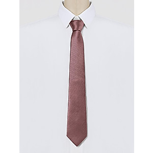 Allegra K Men's Solid Color Self-tied Stripes Textured Wide Tie Neck Wedding Formal Ties One Size Dusty Pink