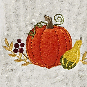 SKL Home Harvest Traditional Pumpkin Hand Towel Set, Tan Small