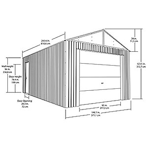 Sojag 12' x 20' Everest Galvalume Steel with Extra Tall Walls Garage Storage Building, 12' x 20', Charcoal