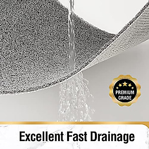 HITSLAM Shower mat Non Slip, 24 x 32 Inch Bathtub Mat Non Slip with Drain, Soft PVC Loofah Shower Bath Mat for Tub, Quick Drying Bathroom Shower Mat, Grey