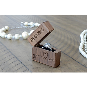 URBAN KRAFTS Engagement Ring Box for Proposal Slim Pocket Size Walnut Wooden Lighter Ring Box Engraved (Forever and Always You and Me)