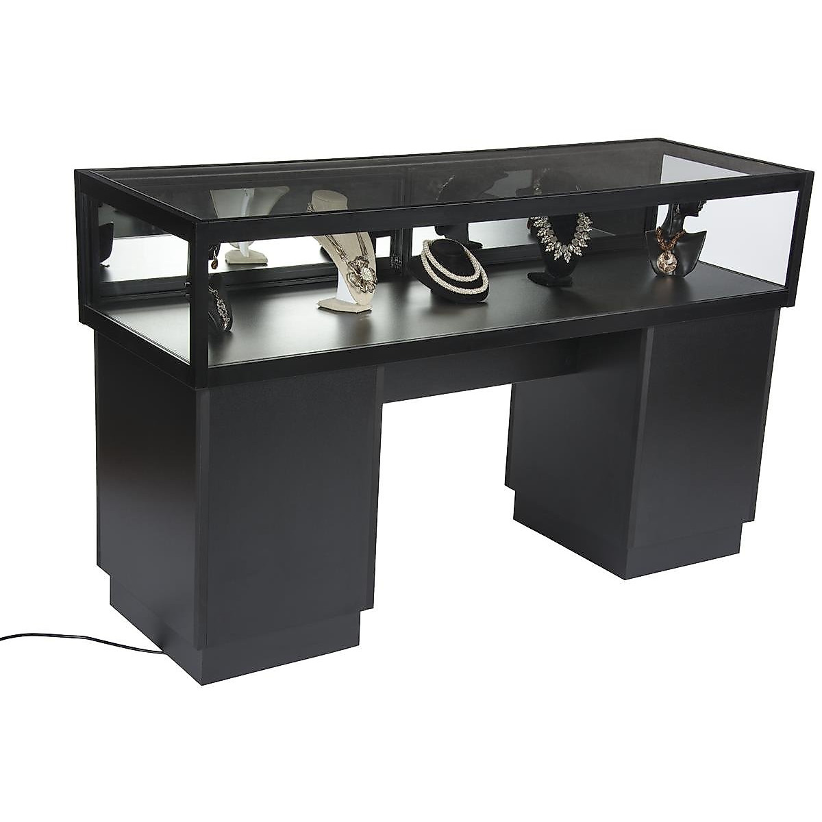 Displays2go JDSHCPMA60 Jewelry Display Case, 60-Inch with Sliding Door and LED Design, Locking