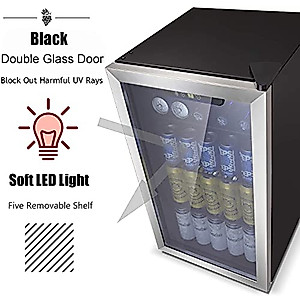 Antarctic Star Beverage Refrigerator -120 Can Mini Fridge for Soda Beer or wine, Small Drink Dispenser, For Office or Bar with Adjustable Removable Shelves, Black, 3.2 Cu.Ft.