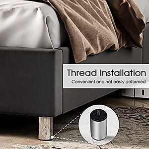 PaPaJet Tufted Upholstered Platform Bed Frame King Size Velvet Low Profile Platform Beds Raised Wingback Headboard with Strong Wooden Slats/Mattress Foundation/Easy Assembly, Dark Grey