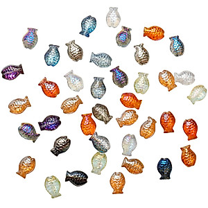 210Pcs Colorful Fish Glass Beads Fish Beads Sea Glass Beads Glass Fish Beads for Jewelry Making