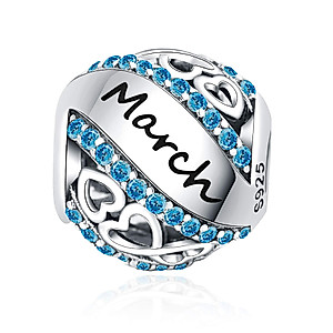 Linorui Birthstone Charms for Charms Bracelet 925 Sterling Silver Bead Openwork Charms Fit Pandora Charms Bracelet, Fit Women Wife Mom Daughter Christmas Birthday Gift
