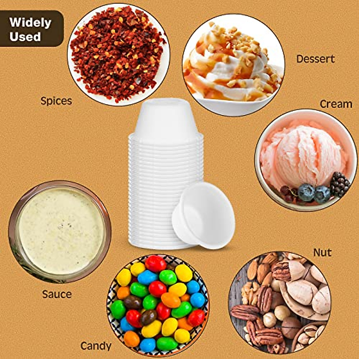 Zubebe 800 Pack 2 oz Bagasse Fiber Souffle Cups Condiment Cups Small Sauce Cups White Paper Sample Cups Mini Tasting Cups for Condiment Tasting Dessert Serving