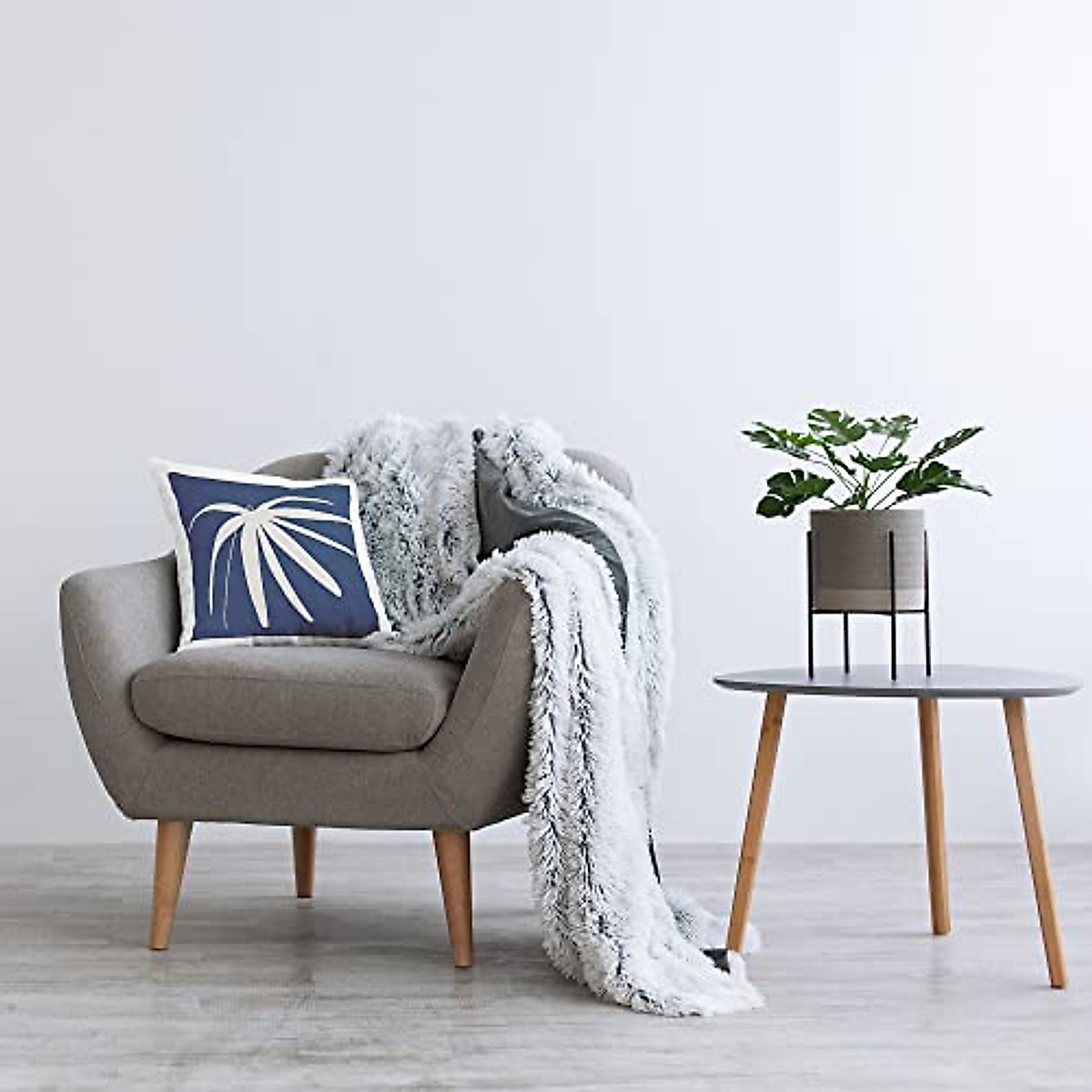 Stupell Industries Bold Abstract Leaf Frond Shape Design by Susan Jill Throw Pillow, 18 x 18, Blue