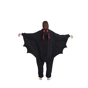 Unisex Adult Mothman Halloween Onesie Pajamas, Cartoon Cosplay One-piece Pajamas Warm Animal Costume Sleepwear Black