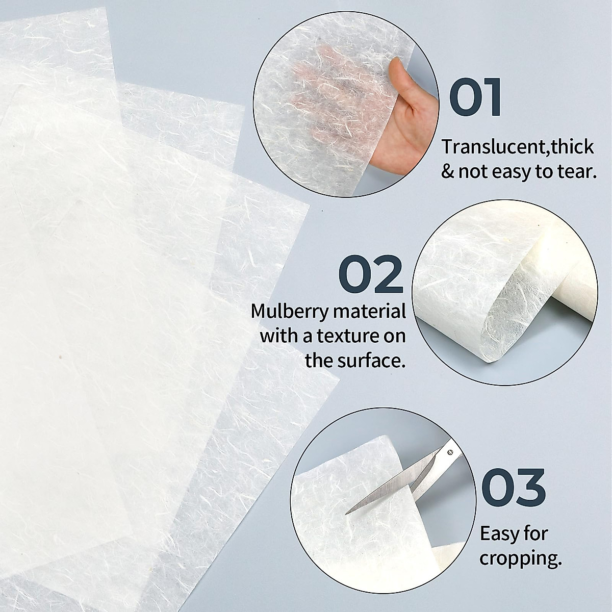 50/100 Sheets FIVEIZERO A4 Mulberry Paper Sheets Natural Fiber Rice Paper,8.3x11.7in Natural Decoupage Tissue Paper for Writing Painting, Decorative Paper, Card Making Paper DIY Craft