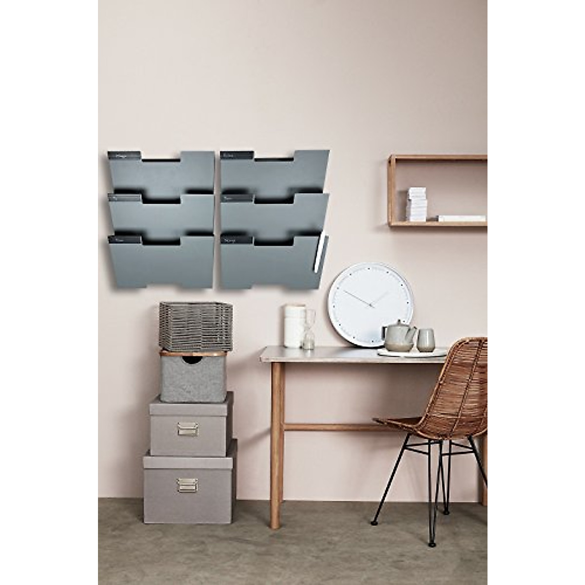 Black Wall Mount Hanging File Holder Organizer 6 Pack | Durable Steel Rack, Solid, Sturdy & Wide | for Letters, Files, Magazines & More | Organize The Desktop, Declutter Your Office - Nozzco