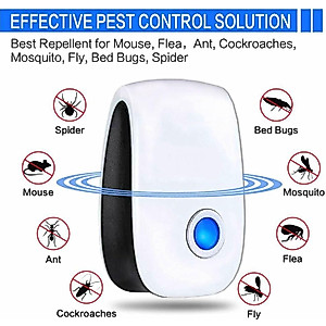 Ultrasonic Pest Repeller Indoor, Pest Control for Rodents, Mosquitoes, Ants, Cockroaches, Rat, Mice, Fleas, Beetles and Other Insects, Non-Toxic, Safe for Humans, Home, Office, Hotel (6 Packs)