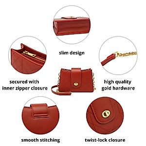 Scarleton Crossbody Bags for Women, Shoulder Bag, Lightweight Gold Chain Purses for Women, Quilted Crossbody Bag Purse, H208510 - Red