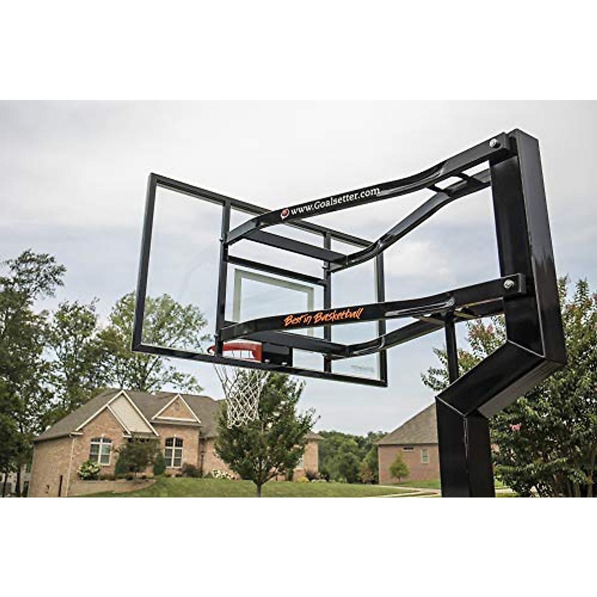 Goalsetter All-American In Ground Adjustable Basketball System with 60-Inch Glass Backboard and Collegiate Breakaway Rim, Black (SS45560G5)
