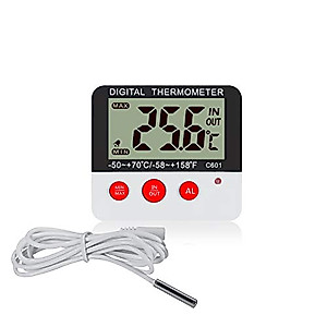 Fridge Thermometer Refrigerator Thermometer Digital Freezer Room Thermometer Fridge Freezer Thermometer with Hi Lo Alarm and Max Min Memory