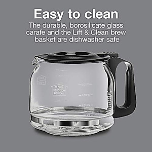 Proctor Silex FrontFill Drip Coffee Maker, Digital & Programmable, 12 Cup Glass Carafe, Black and Silver (43685PS)