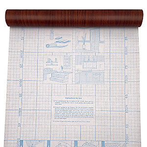 LovingWay 14.7 feet Wallpaper Roll Red Wood Grain Shelf Liner 17.7x177 Inch Self-Adhesive Computer Gaming Desk Lining Paper Christmas New Year Decor