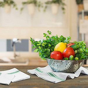 Avalon Dish Towels Set (Value Pack of 15) Size 15x25 Inch, 100% Cotton Soft & Absorbent Linen Kitchen Towels, Tea Towels, Reusable Cleaning Cloths for Household Cleaning (Green)