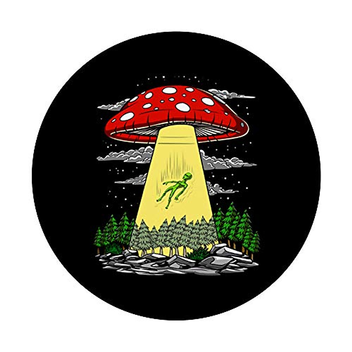 Mushroom Alien Abduction Psychedelic Space UFO Hippie Fungi PopSockets PopGrip: Swappable Grip for Phones & Tablets