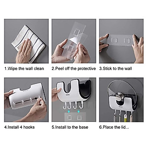 Guanniao Wall Mounted Pot Lid Rack With Four Hooks Self Adhesive Pot Lid Holder Abs Material Pot Lid Organizer