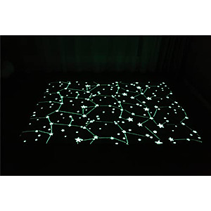 Gefosin Luminous Area Rug Glow in The Dark for Bedroom Living Room, Unique Soft Washable Modern Indoor Rugs for Children Dorm Home Decor, Blue Galaxy 6.6x6.6 Feet