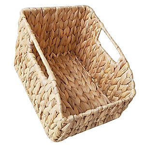 ibasenice Magazine small cabinet magazine storage holder multipurpose wicker table basket bread basket decorative storage basket bread container basket home field Toy finishing basket