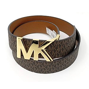 Michael Kors Womens Reversible MK Logo Belt Brown/Brown (S)