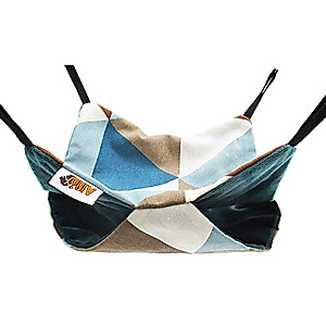 Alfie Pet - Kasey Hanging Hammock Bed for Mouse, Chinchilla, Rat, Gerbil and Dwarf Hamster - Color: Brown Teal, Size: Medium