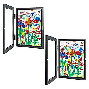Kids art frame front opening holds 150 A4, Kids artwork display frame interchangeable, Storage 3D Picture Display, Children Art Projects, Schoolwork, Crafts, Drawing 11.8''x8.3''x0.78'' (2pcs black)
